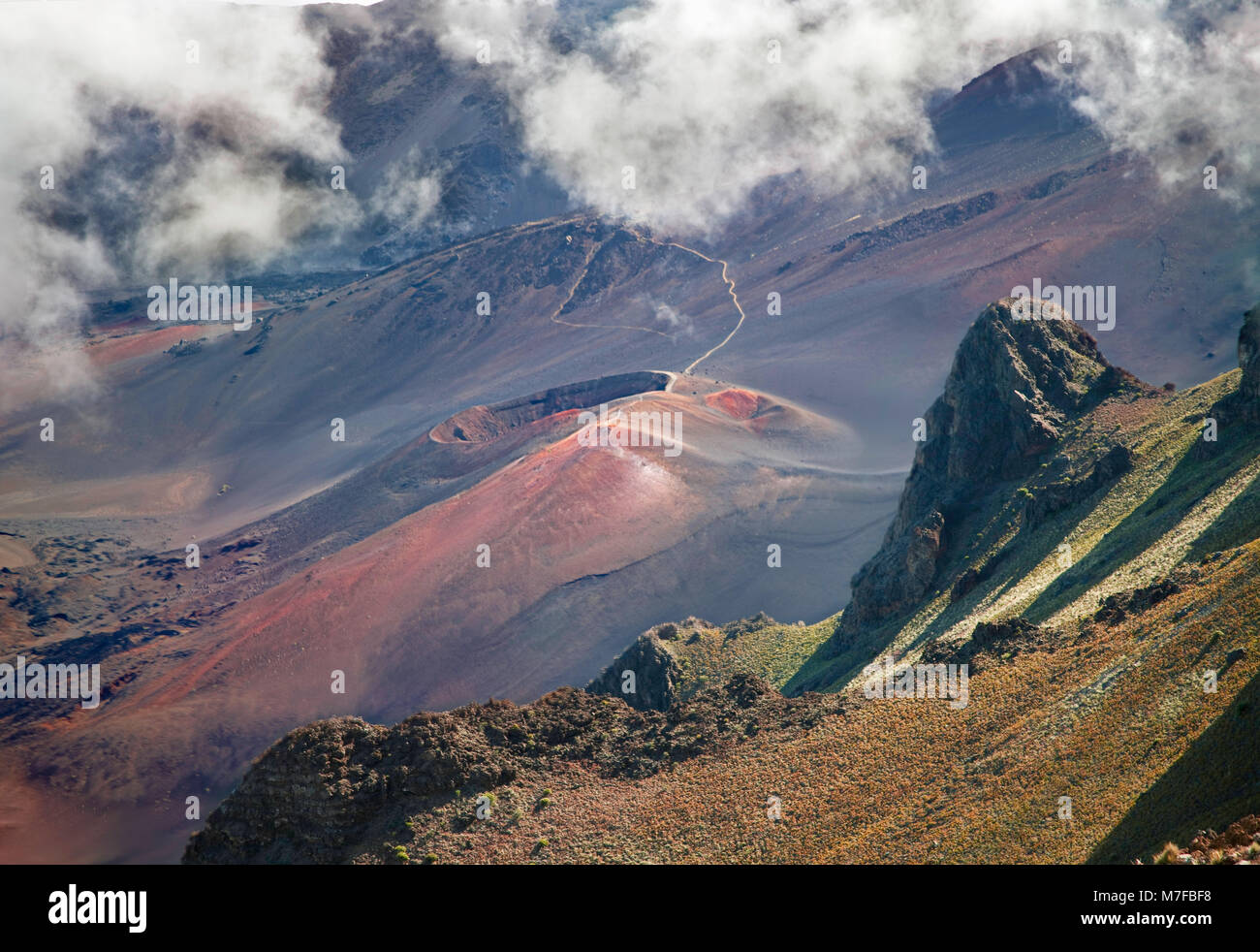 The view from Kalahaku Overlook across Haleakala Crater to Ka Lu'u o ka ...