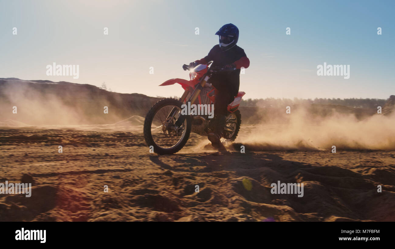 Side View Footage of the Professional Motocross Motorcycle Rider ...