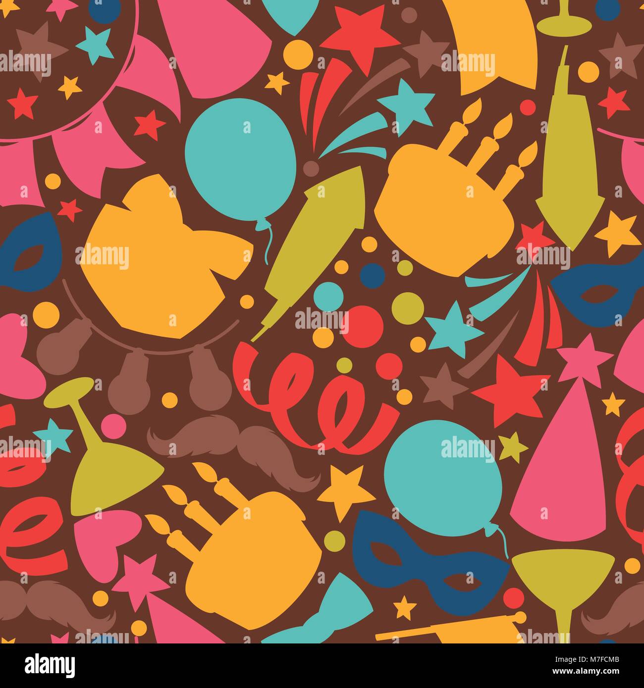 Carnival show and party seamless pattern with celebration objects Stock ...