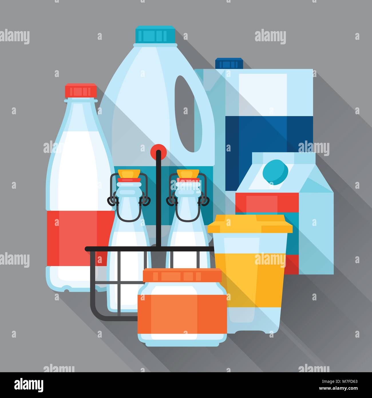 Illustration with dairy products in flat design style Stock Vector ...