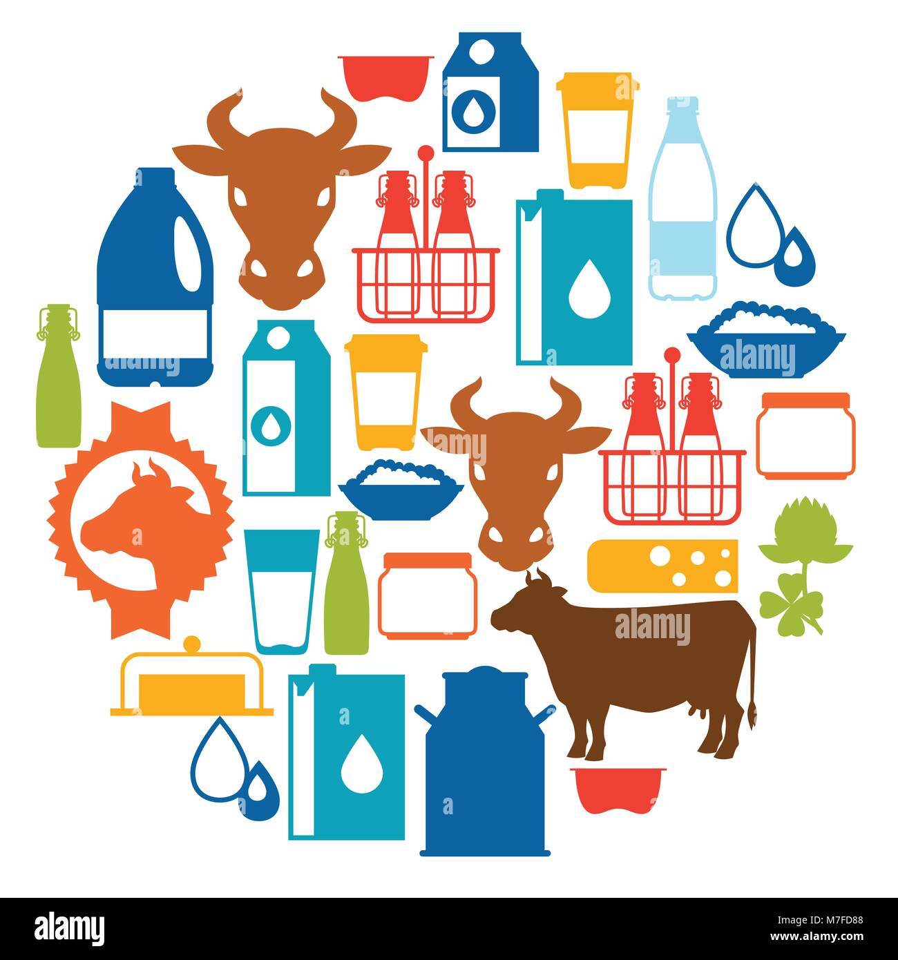 Milk background with dairy products and objects Stock Vector Image ...