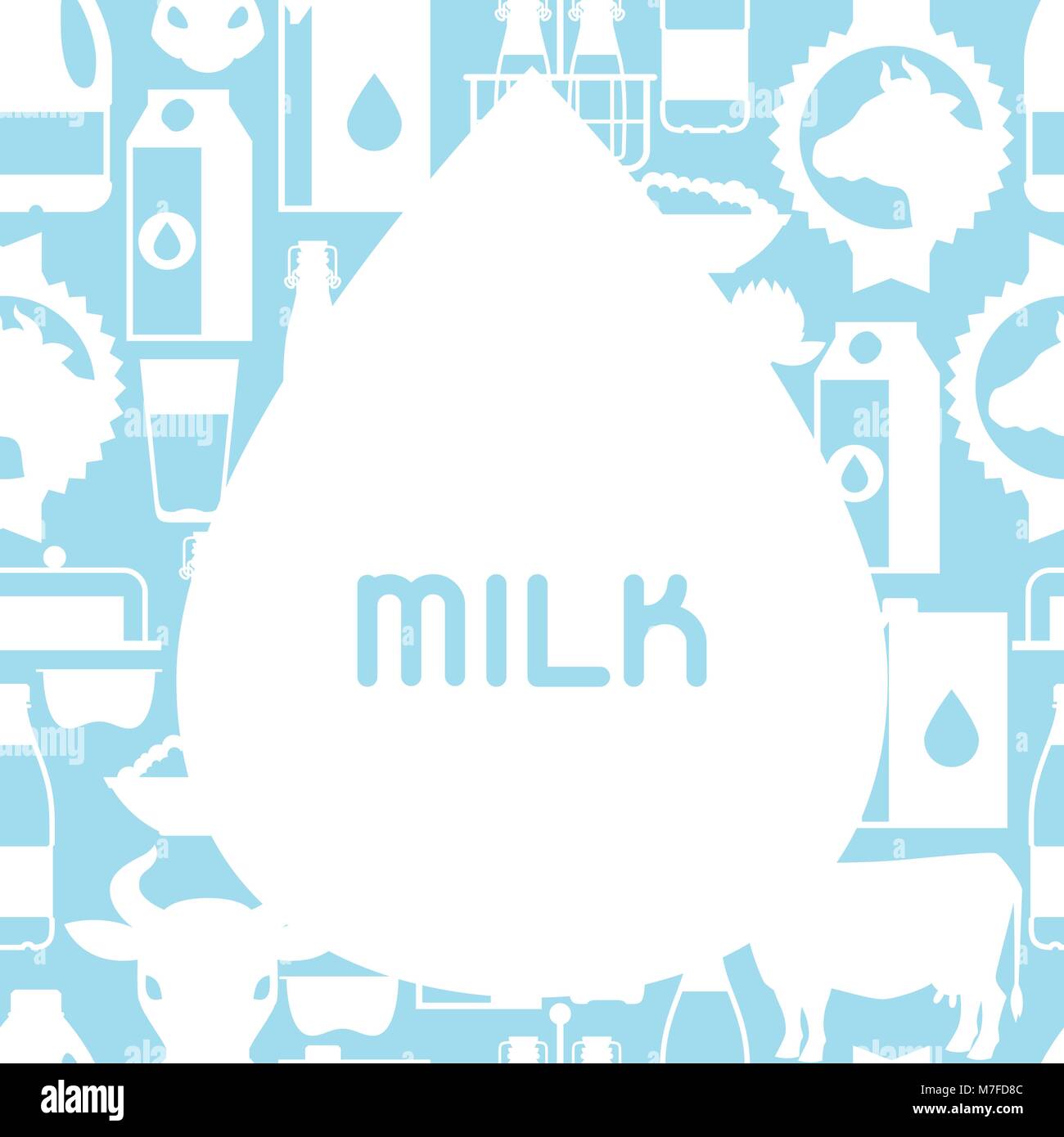 Milk background with dairy products and objects Stock Vector Image ...