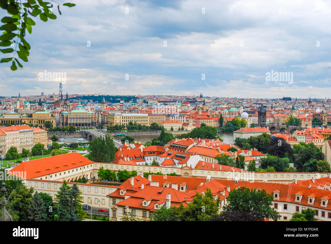 Bird's eye view of the city of Prague with overcast sky Stock Photo - Alamy
