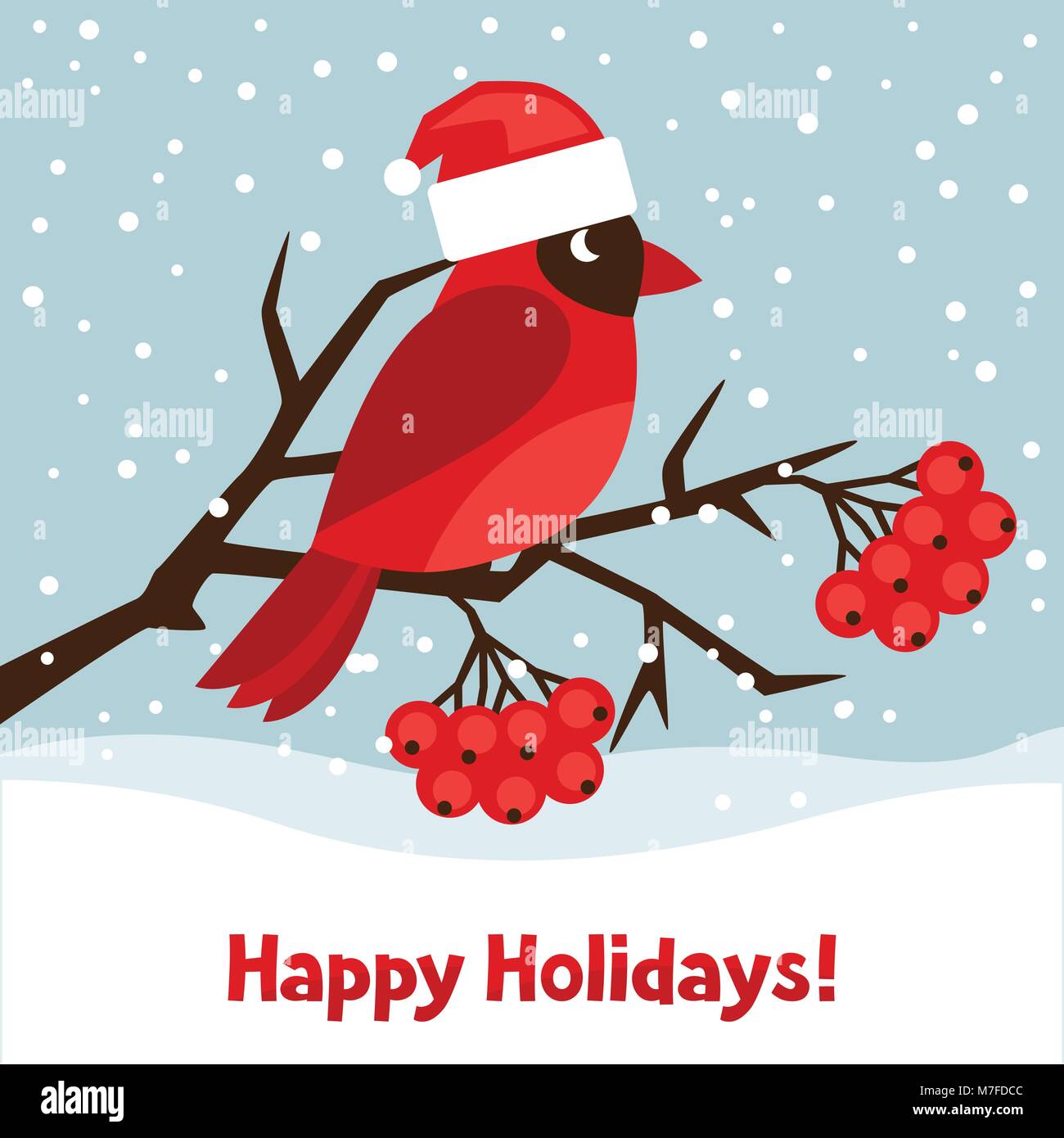 Happy holidays greeting card with bird red cardinal Stock Vector Image ...