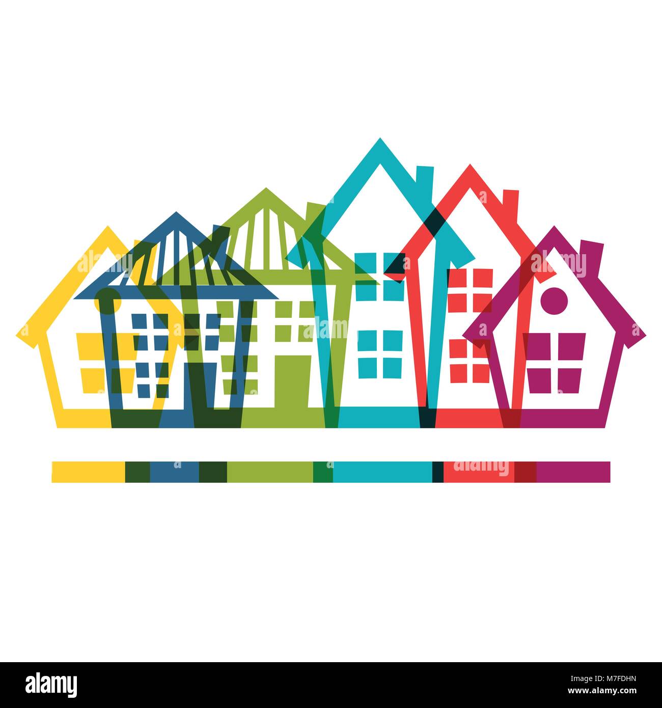 Town background design with cottages and houses Stock Vector Image ...
