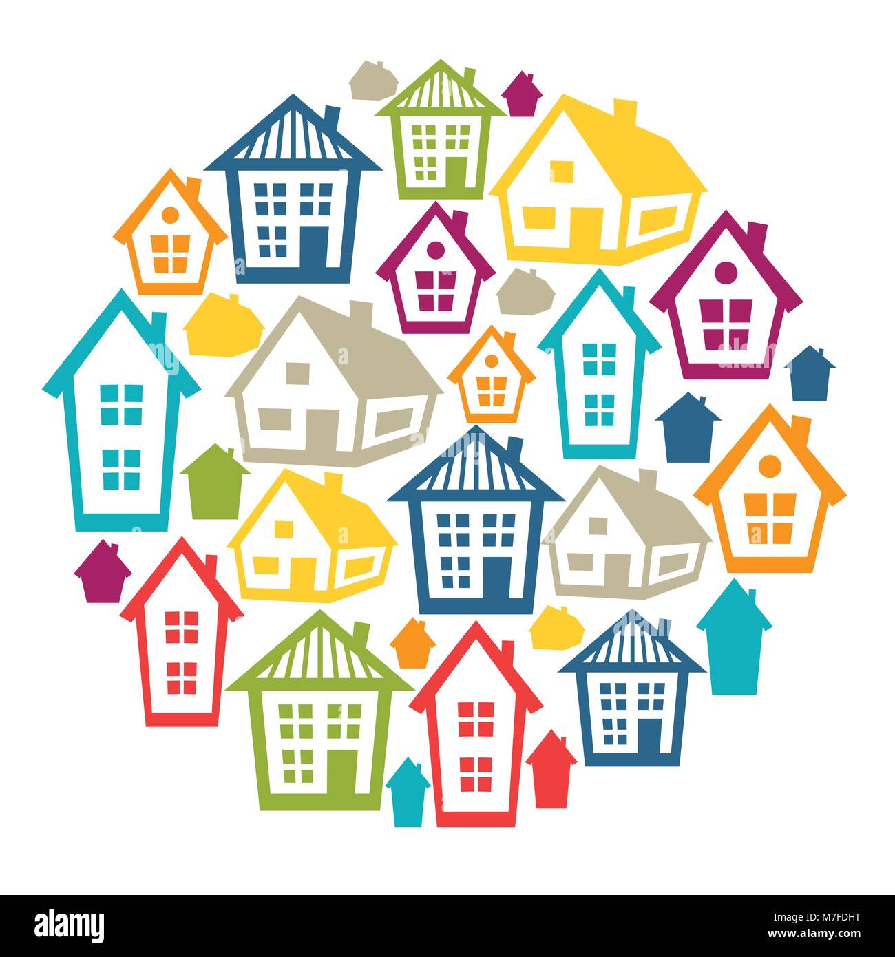 Town background design with cottages and houses Stock Vector Image ...