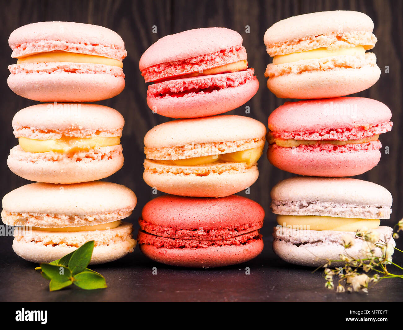 traditional french colorful macarons, dark Stock Photo - Alamy