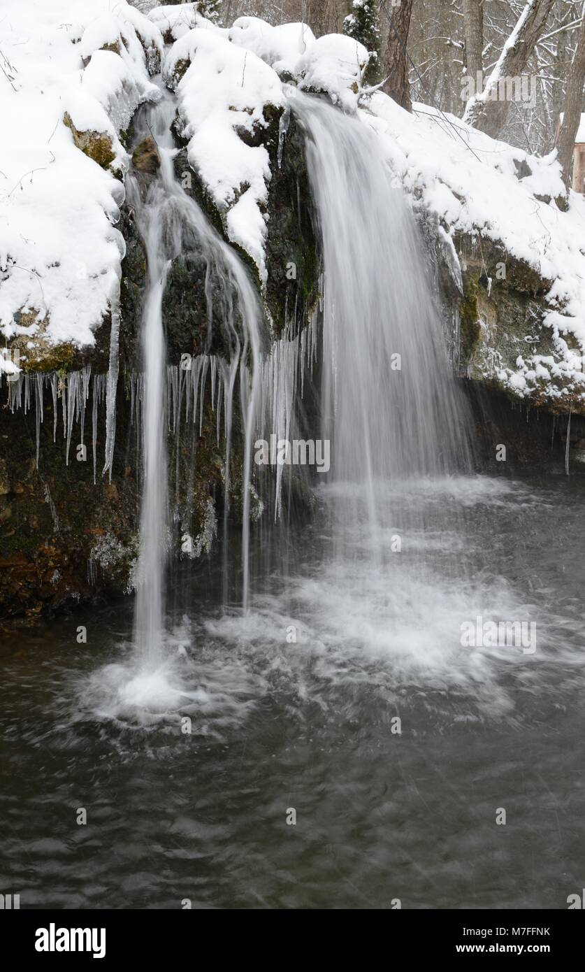 winter landscape of waterfall on the river Stock Photo - Alamy