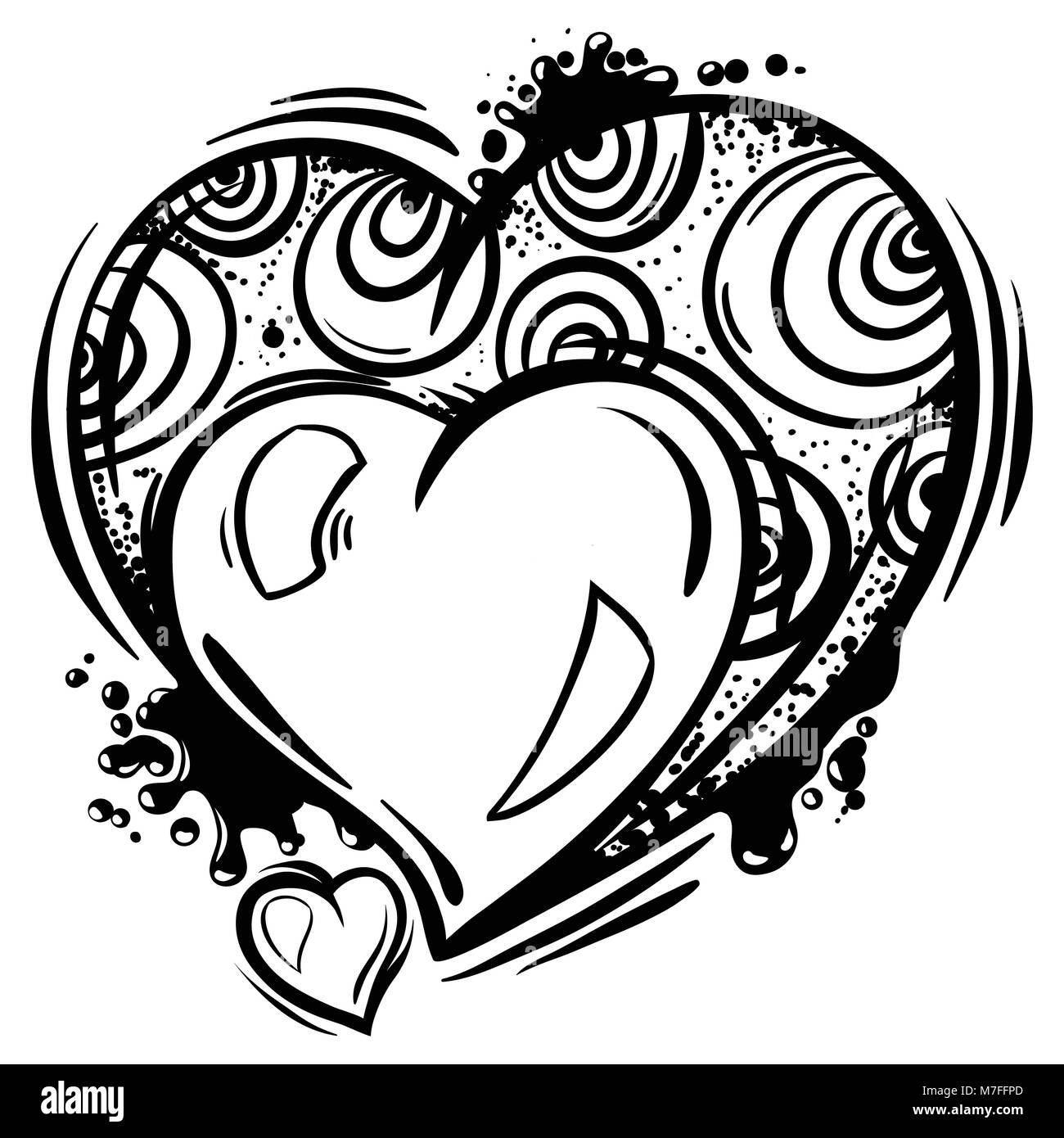Romantic card line hearts Black and White Stock Photos & Images - Alamy