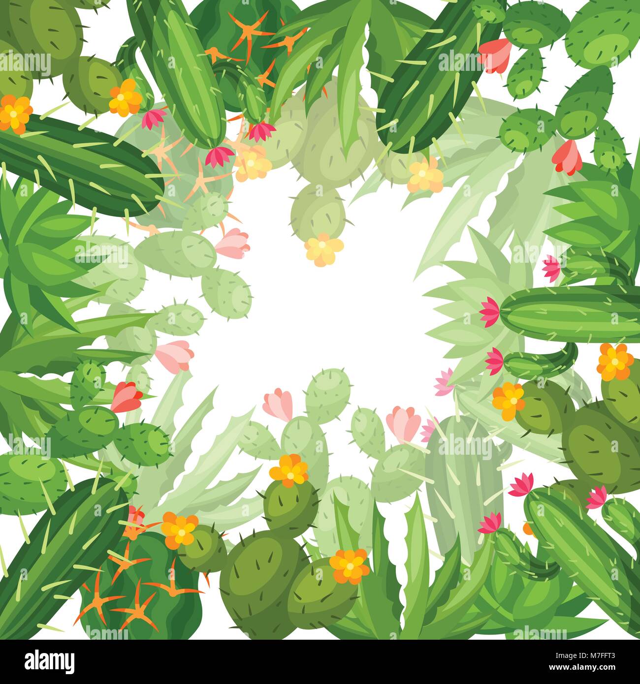 Cactuses and plants abstract natural background design Stock Vector ...