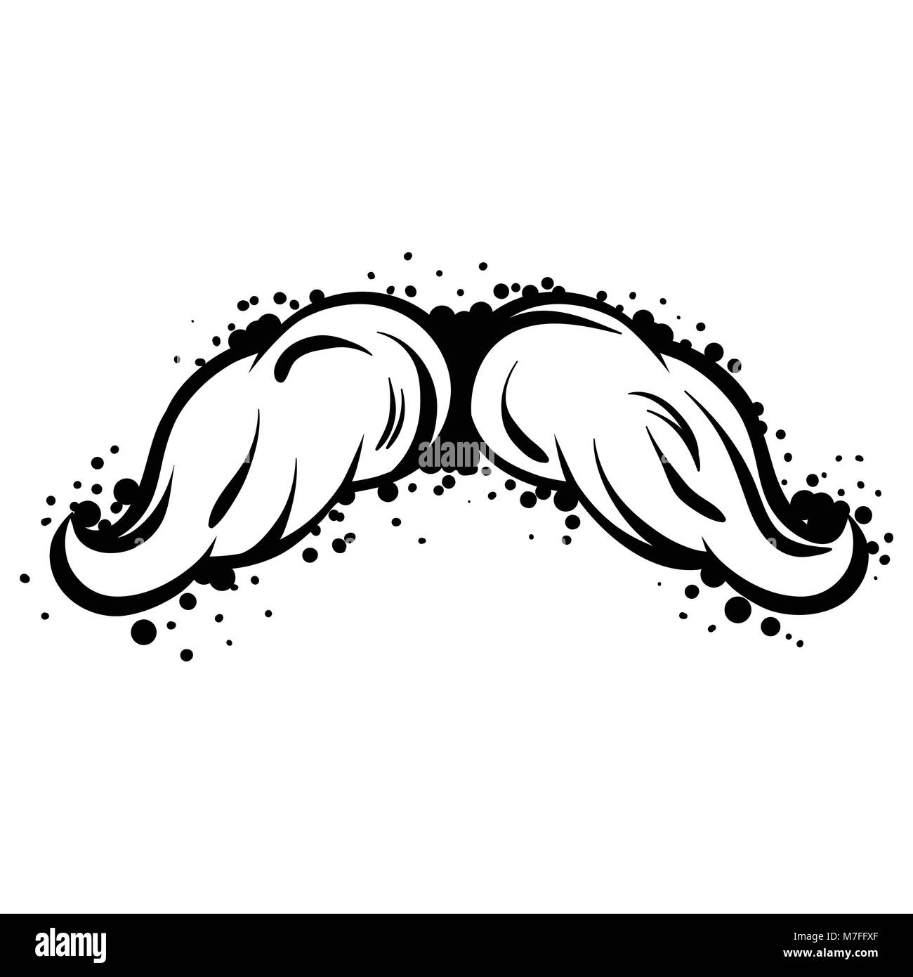 Hipster black mustache in line art style Stock Vector Image & Art - Alamy