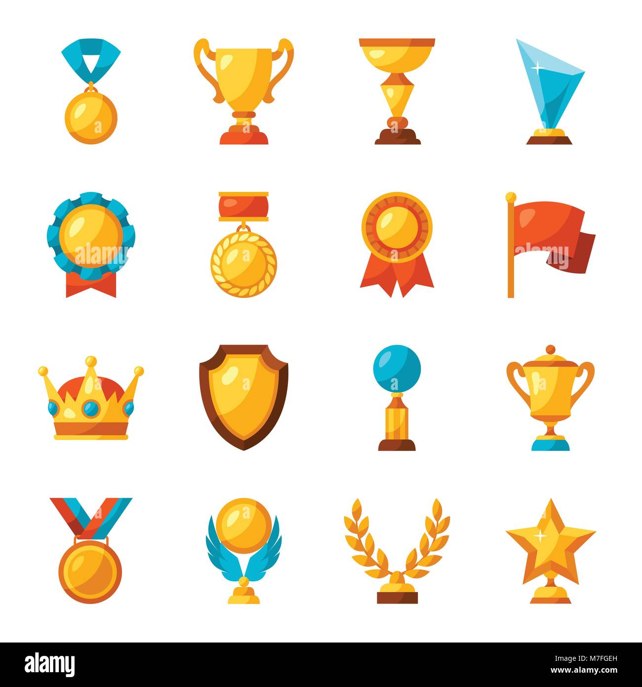 Sport or business trophy award icons set Stock Vector Image & Art - Alamy
