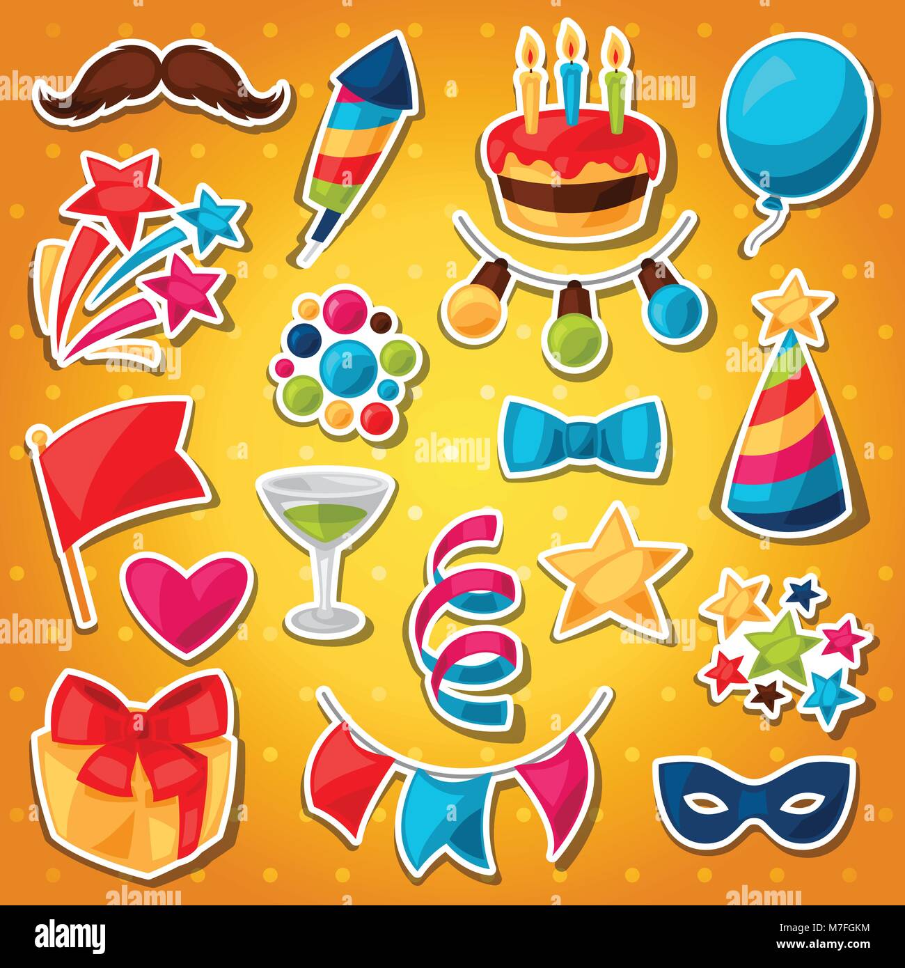 Carnival show and party set of celebration stickers Stock Vector Image ...