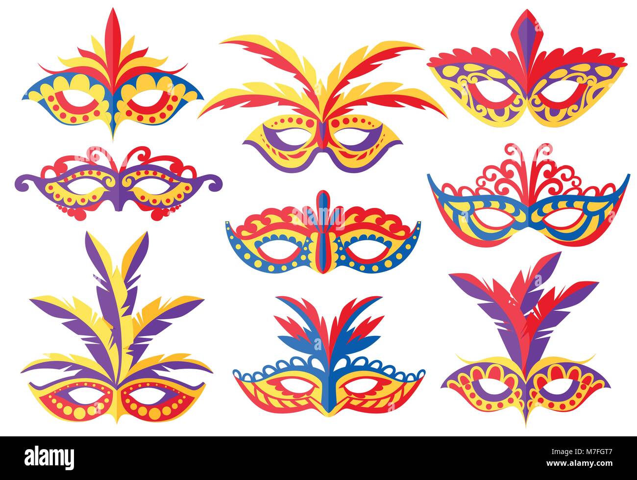 Set of carnival face masks. Masks for party decoration or masquerade ...