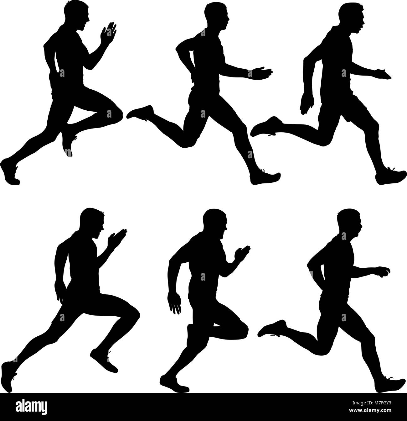 Set of silhouettes. Runners on sprint, men Stock Vector Image & Art - Alamy