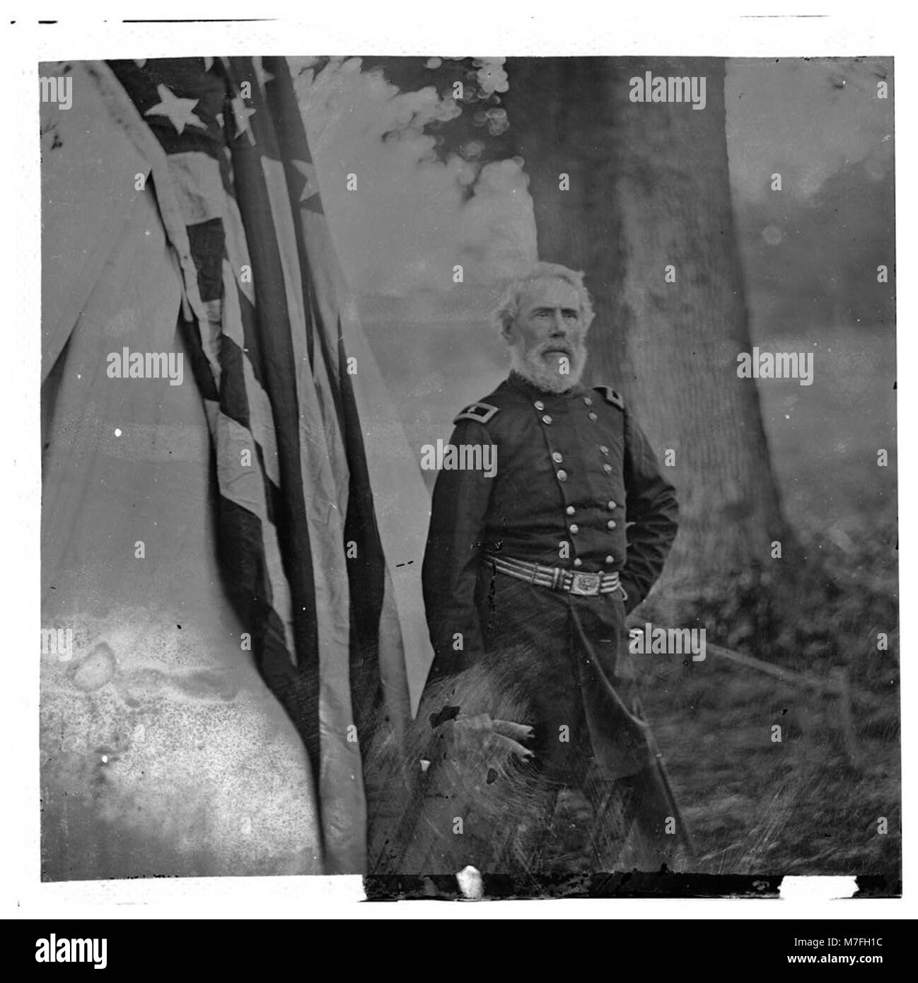 A photograph of General Edwin V. Sumner on the battlefield during the ...