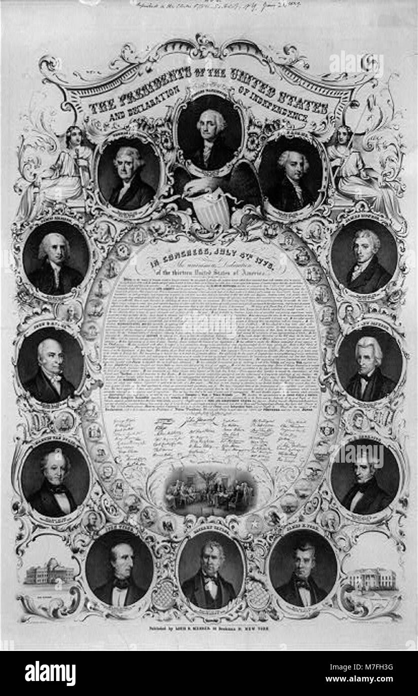 A representation of the U.S. Presidents and the Declaration of ...