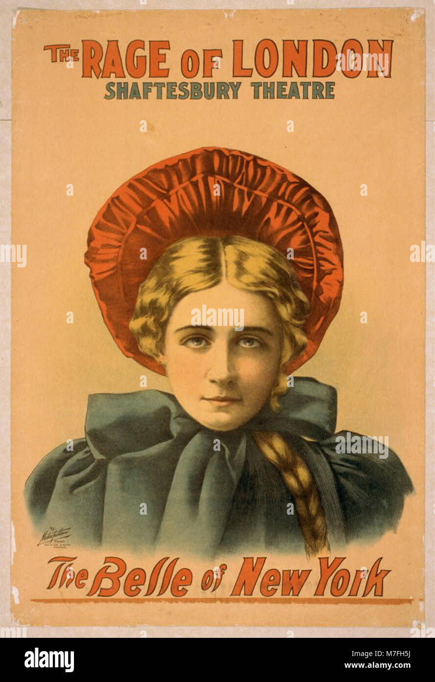 Poster for 'The Belle of New York' at the Shaftesbury Theatre, London ...