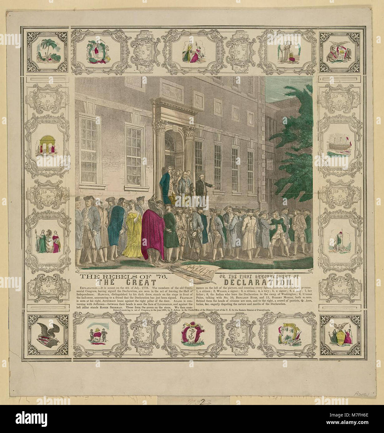 An illustration depicting the early announcement of the American ...