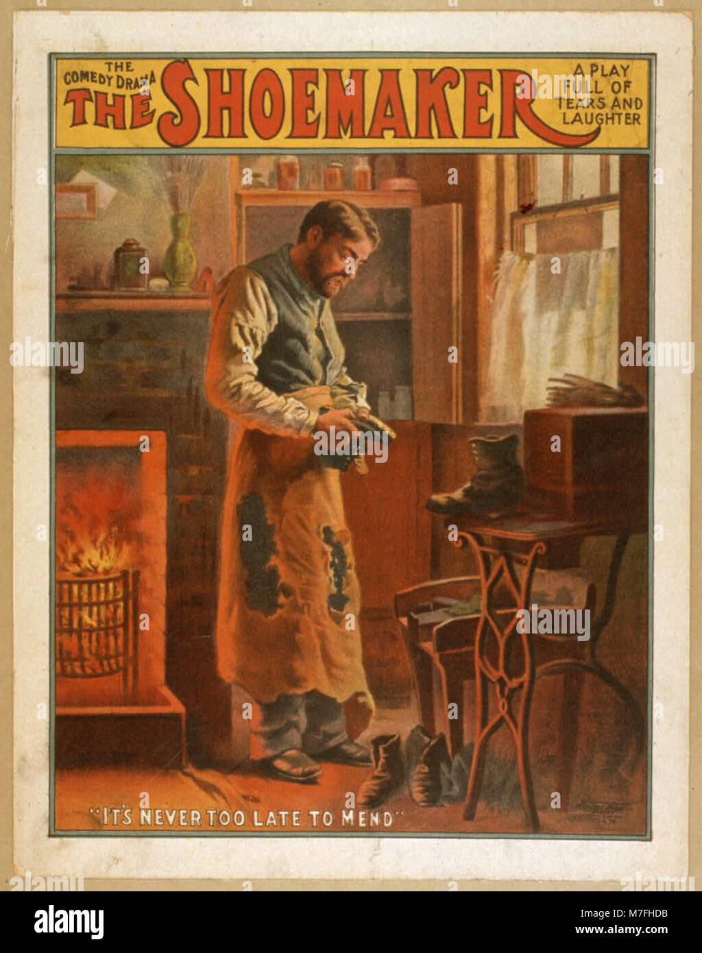 This image depicts a scene from 'The Shoemaker,' a comedy-drama play ...