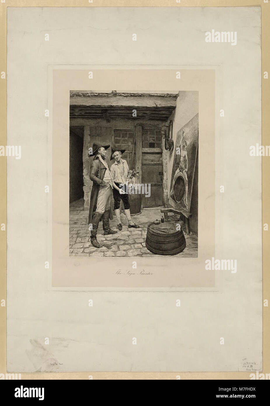 A historical image of a sign painter at work, demonstrating the ...