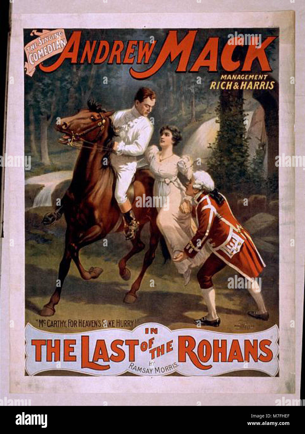 A theatrical portrait of Andrew Mack, a singing comedian, performing in 'The Last of the Rohans ...