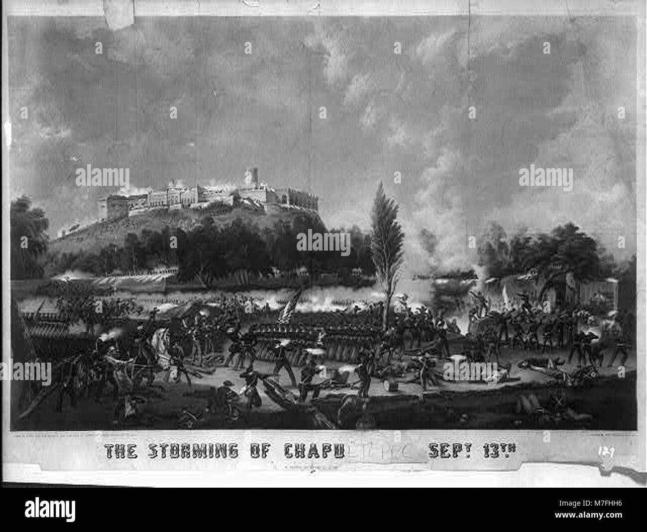 A depiction of the storming of Chapultepec on September 13, 1847 ...