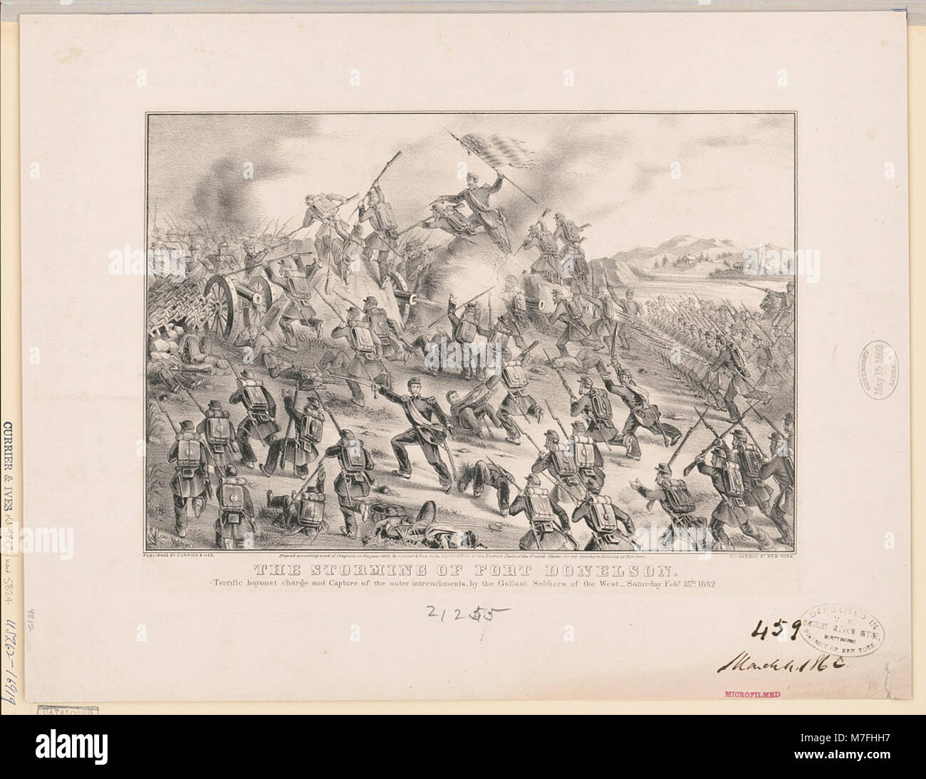 Historical illustration of the storming of Fort Donelson on February 15 ...