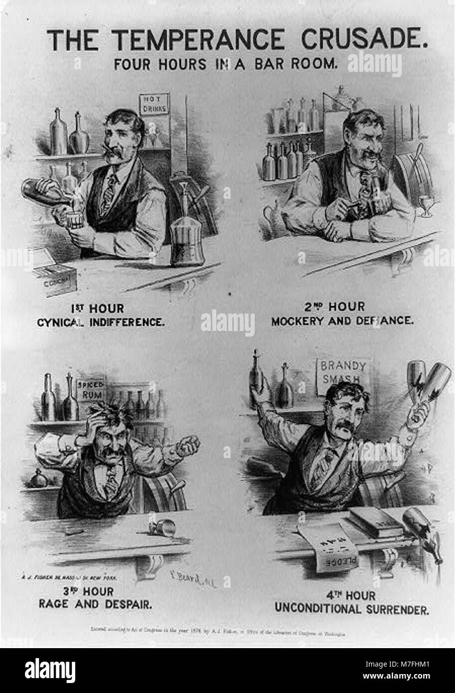 The temperance crusade is depicted in a scene from a bar room ...