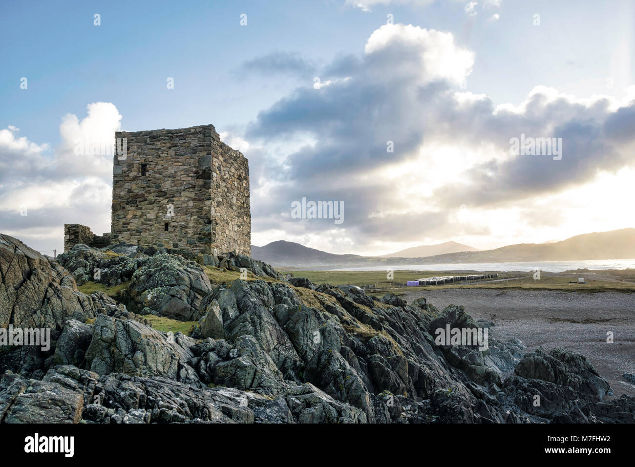 Carrickabraghy Castle on Dough Island Donegal Ireland Stock Photo - Alamy