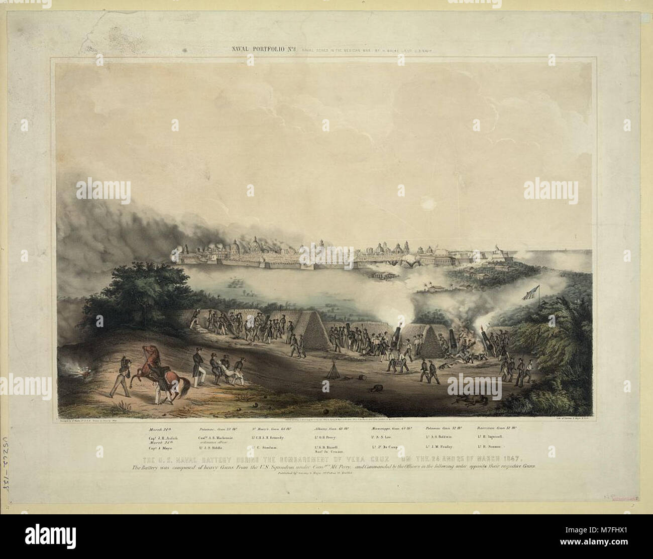 The U.S. naval battery during the bombardment of Vera Cruz on the 24 ...