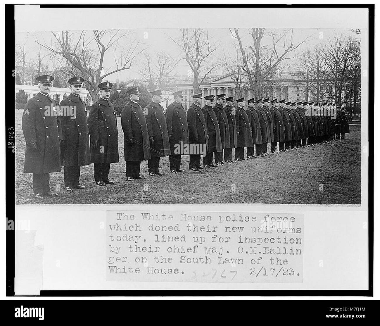 The White House police force is shown here in their new uniforms, lined ...