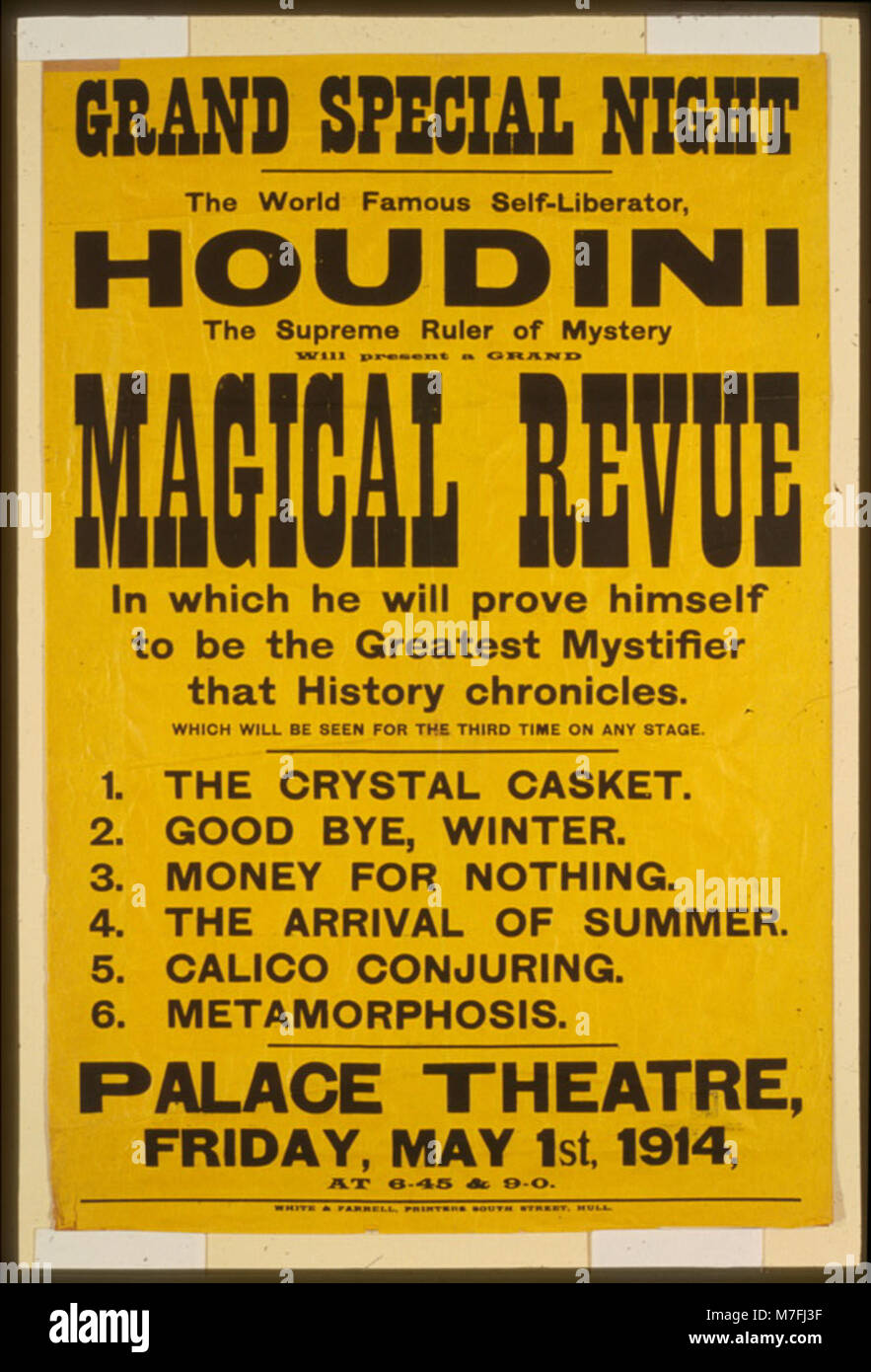 Houdini, a world-renowned escape artist, is set to perform in a grand ...
