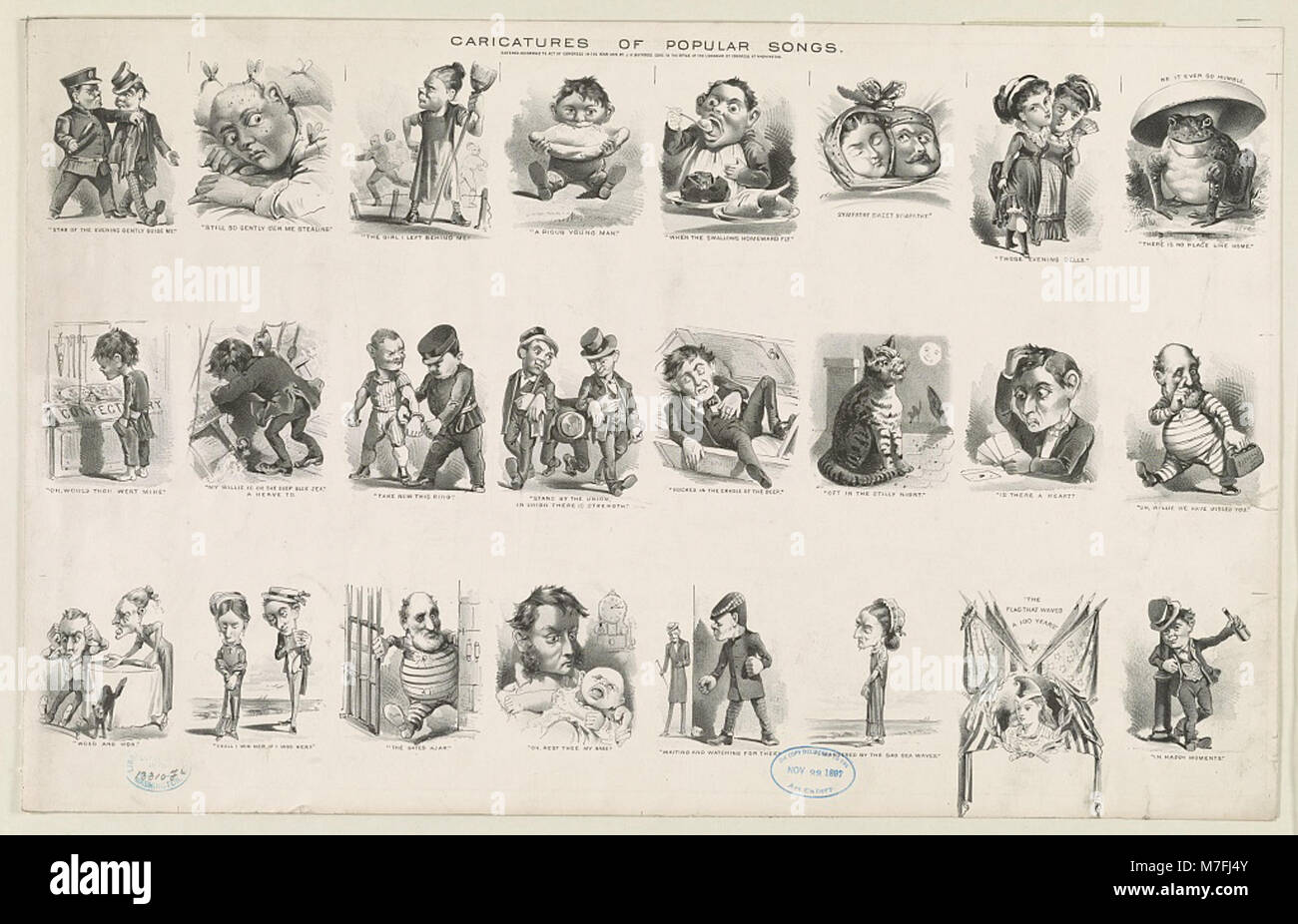 Caricatures depicting popular songs offer a humorous and satirical take ...