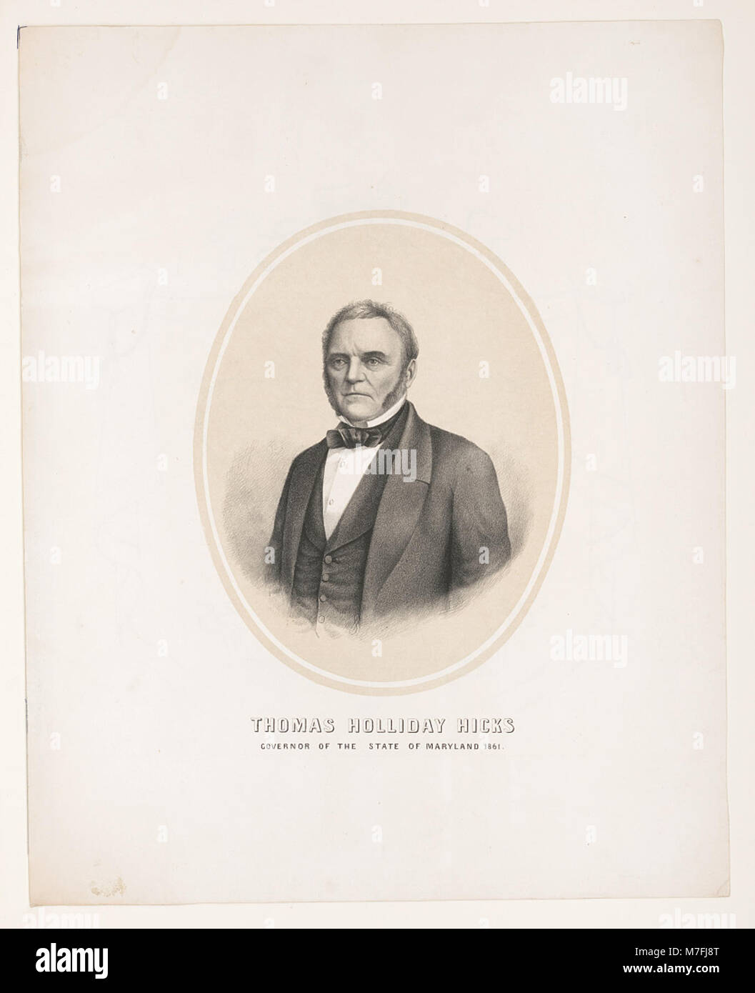 A portrait of Thomas Holliday Hicks, the 35th governor of Maryland, who ...