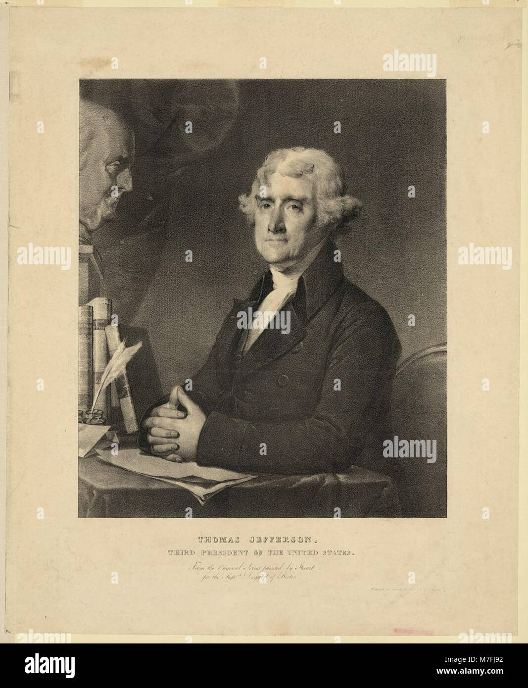 This historical image features Thomas Jefferson, the third president of ...
