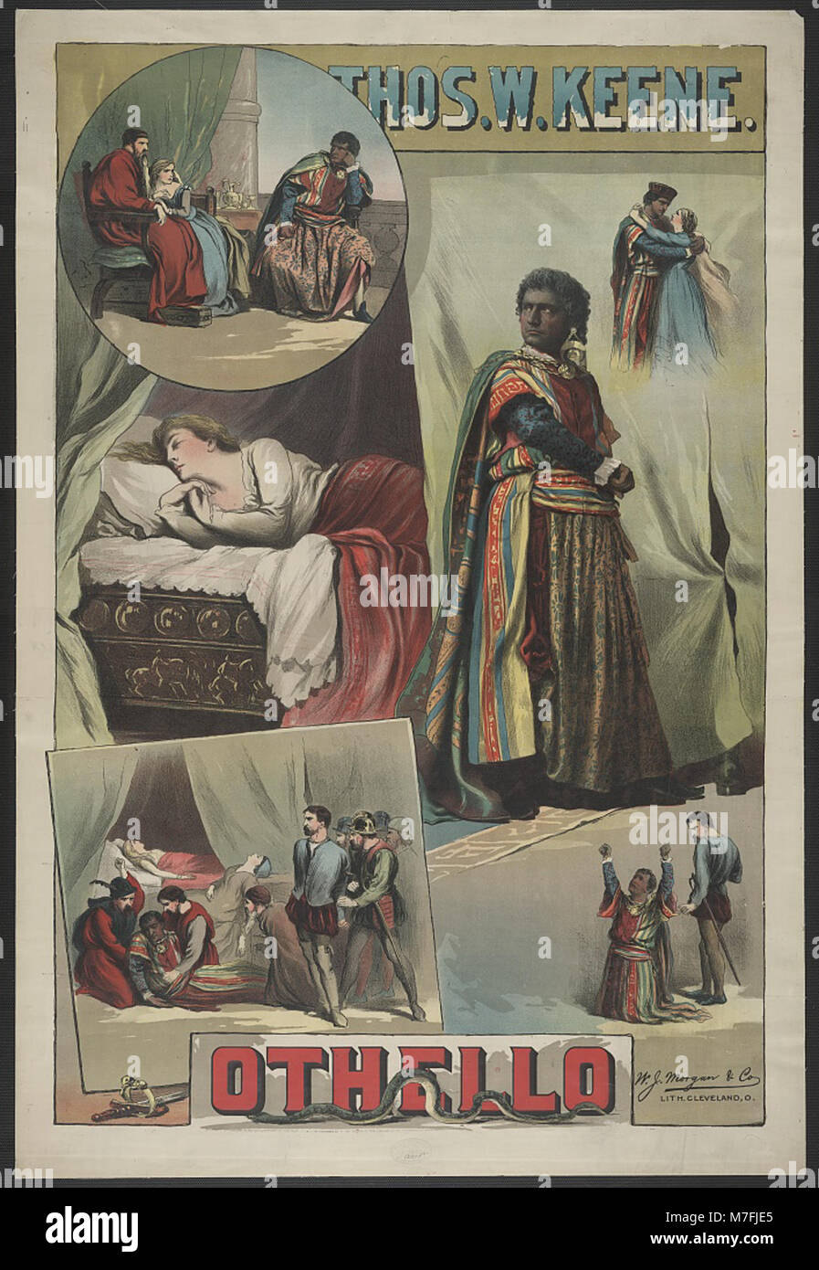 A portrait of actor Thos. W. Keene in costume as Othello, a role he ...