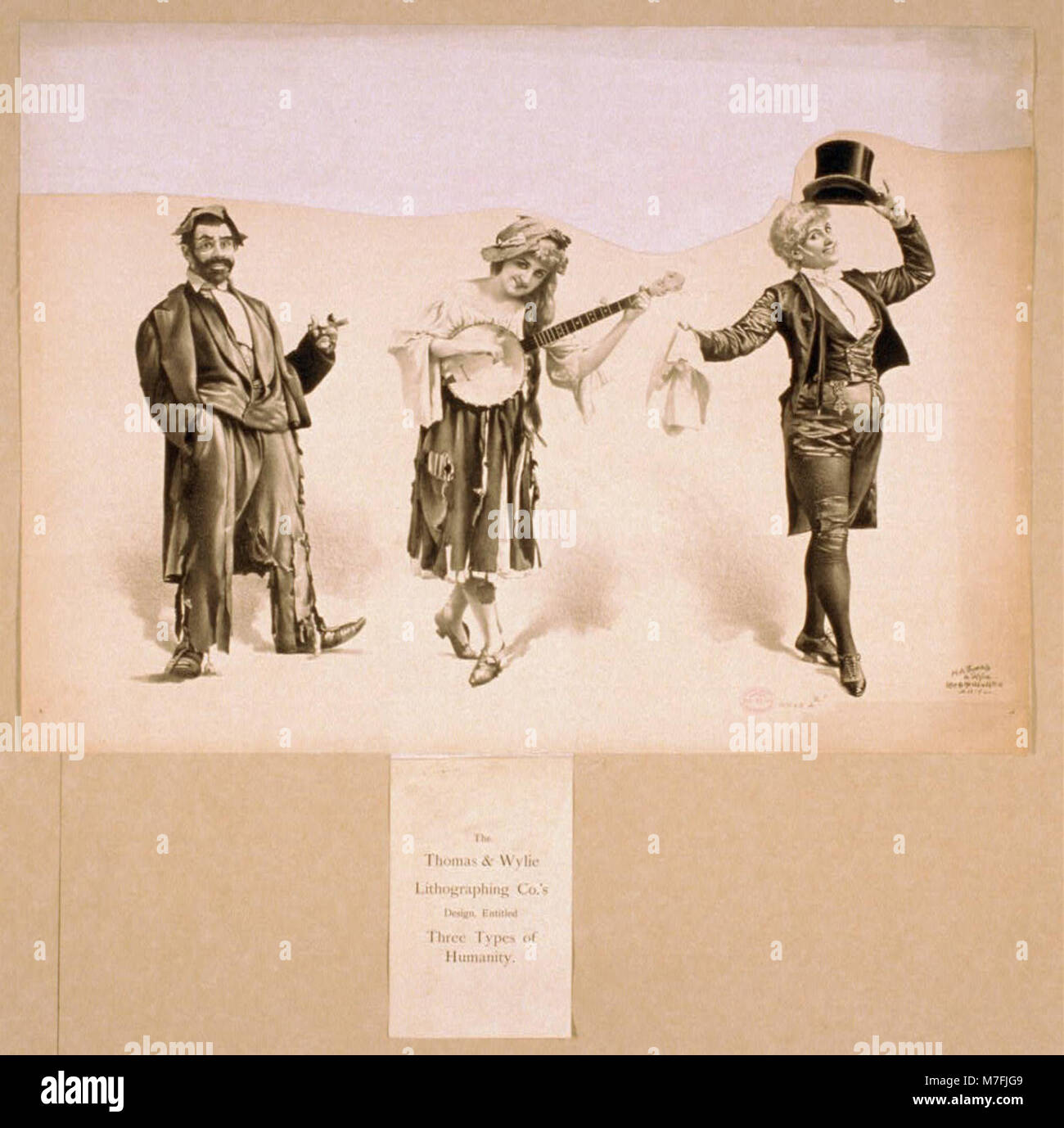 A depiction of three distinct types of humanity, possibly illustrating ...