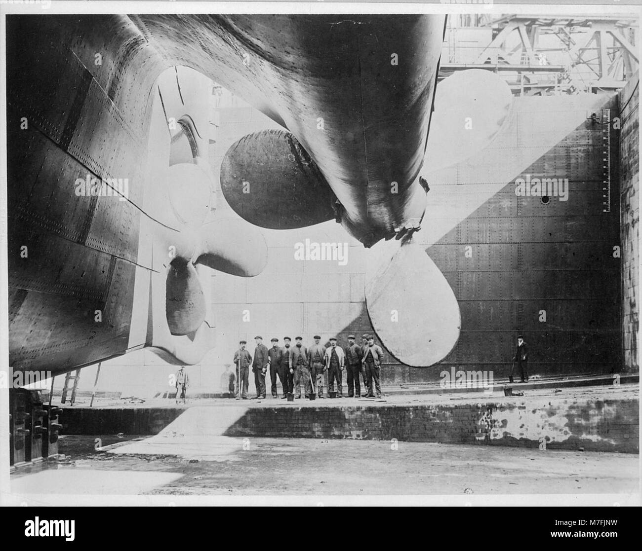 A historical photograph documenting the Titanic shortly before its ...