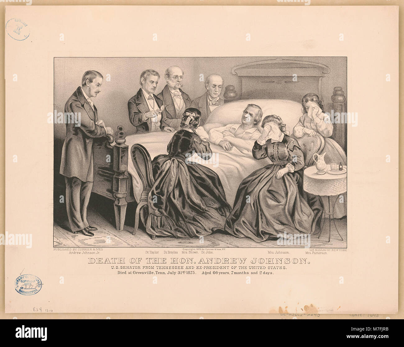 This image marks the death of Andrew Johnson, the 17th president of the ...