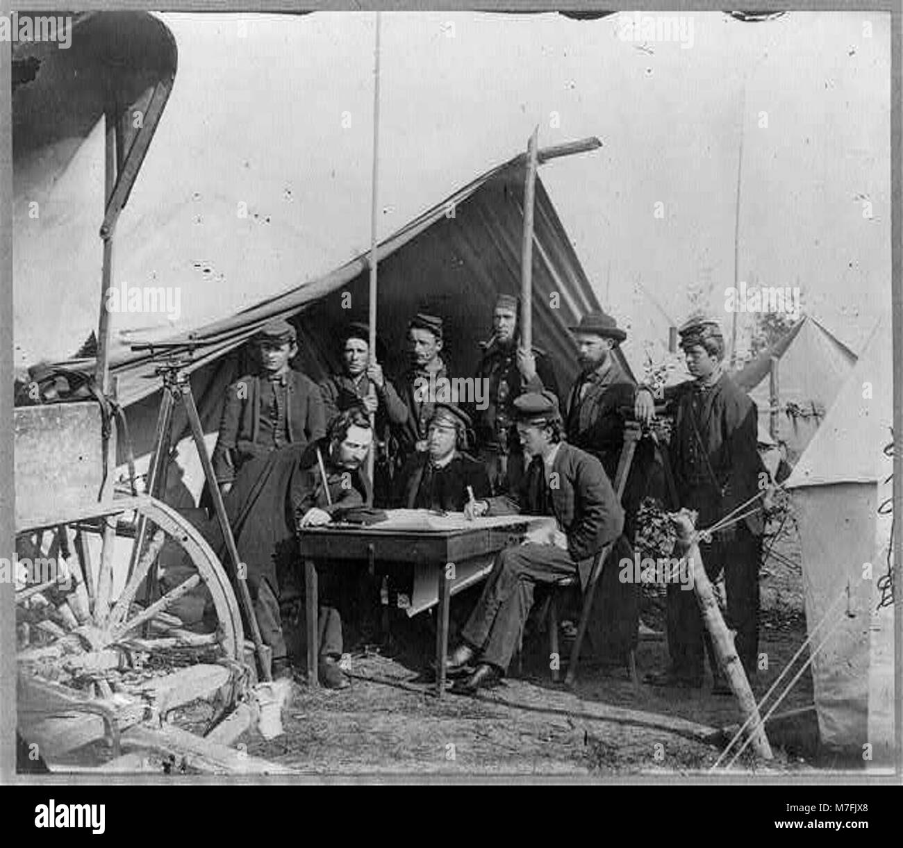 Topographical engineers at the headquarters of the Army of the Potomac ...