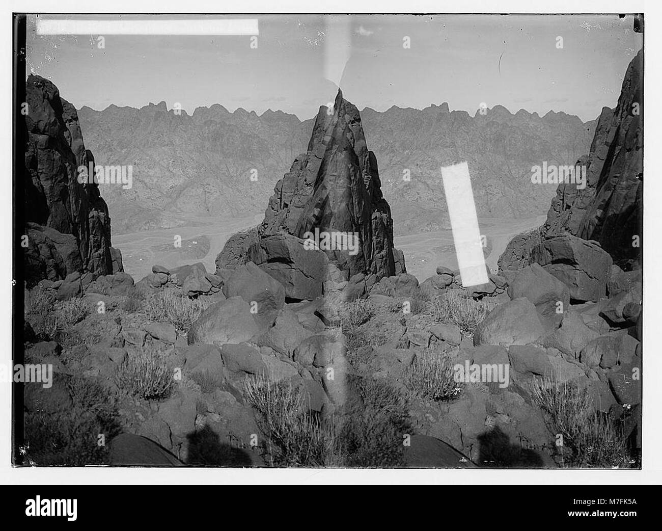 A view towards Mount Sinai, showing the Red Sea, Tor, and Wady Hebran ...