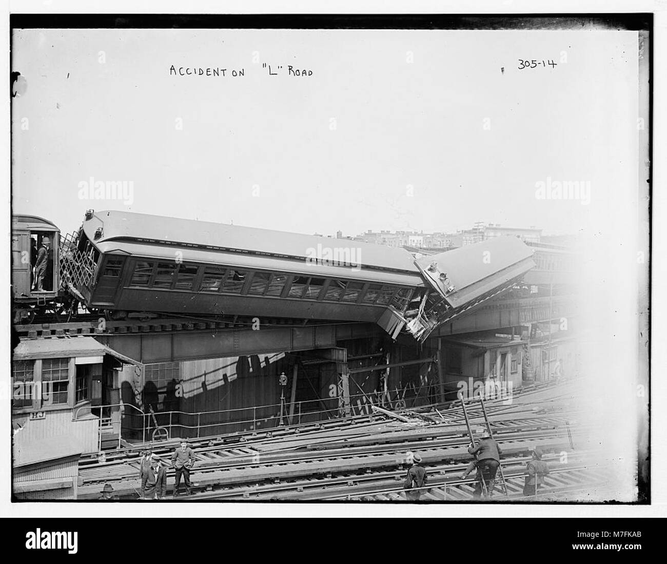 This image depicts the aftermath of a train accident on the 'L' Road ...