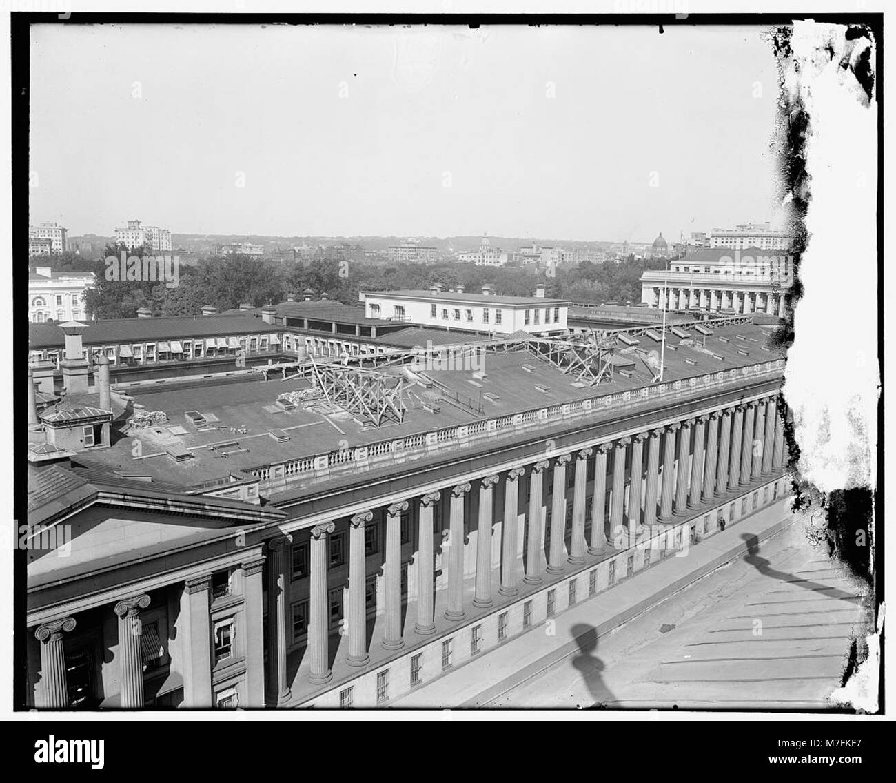 A view of the roof of the U.S. Treasury building, showcasing its ...