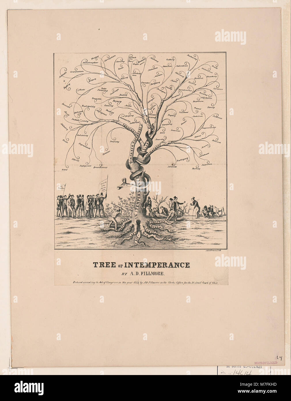 A lithograph titled 'Tree of Intemperance' by Archibald Macbrairs ...