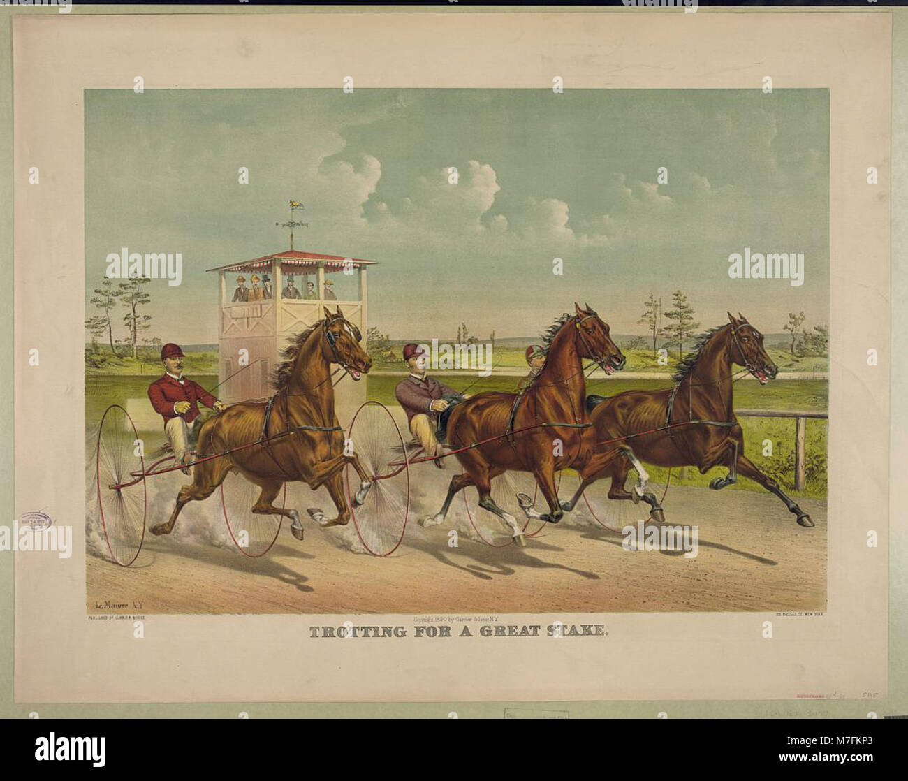 A historical image depicting a trotting race, where horses compete for ...