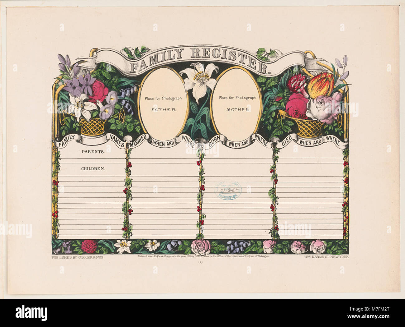 A historical family register, documenting lineage and ancestral details ...