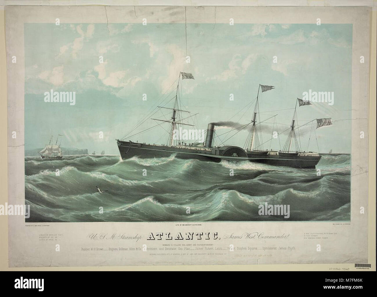 A historical photograph of the U.S.M. Steamship Atlantic, under the ...