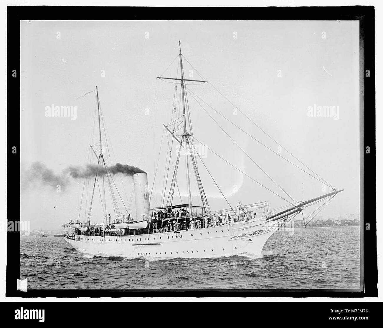 This photograph shows the U.S.S. Mayflower, a historic American ...