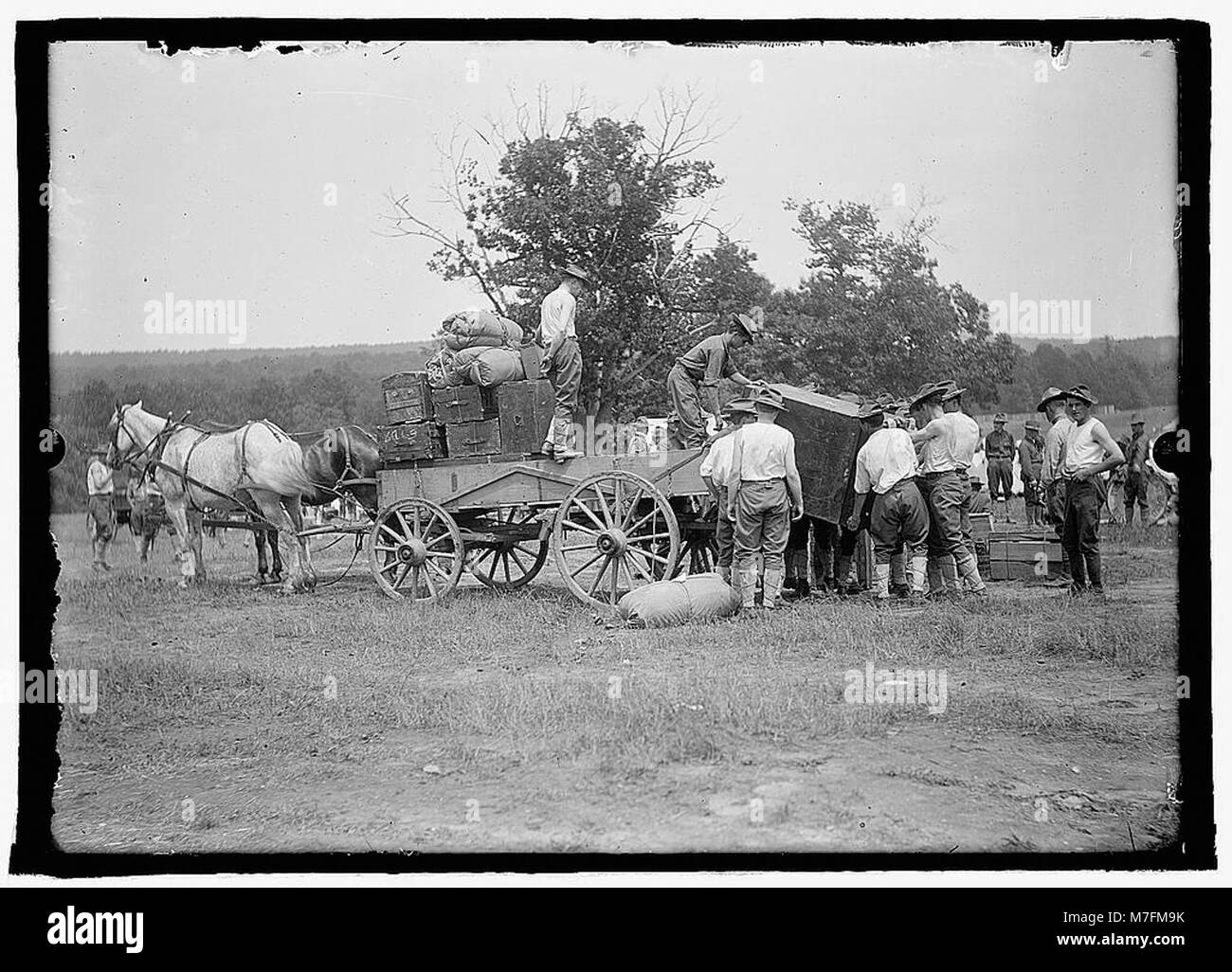 Photograph depicting the transportation of U.S. Army troops, possibly ...